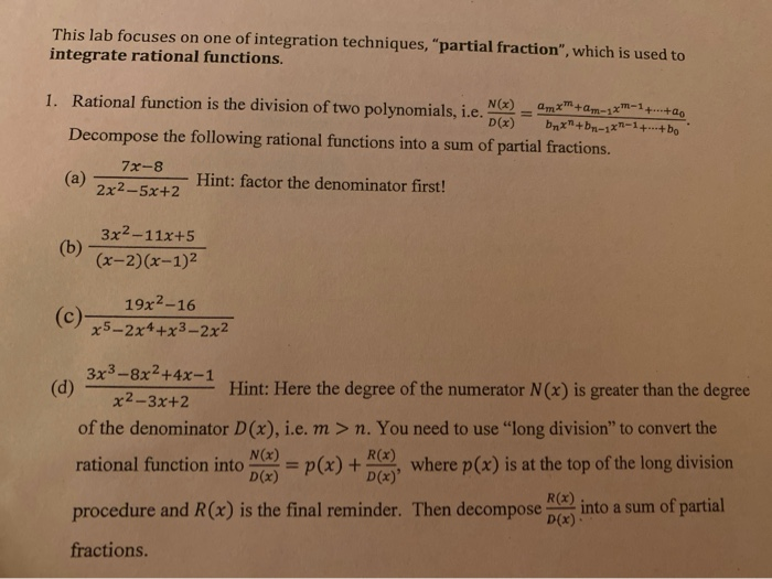 Solved This lab focuses on one of integration techniques, | Chegg.com