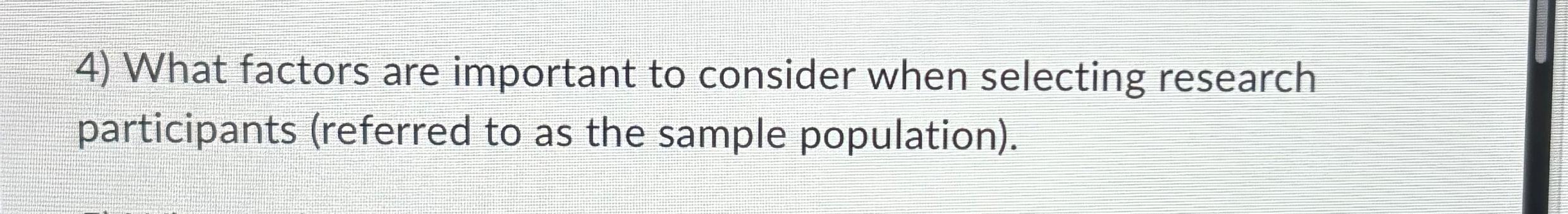 Solved What factors are important to consider when selecting | Chegg.com