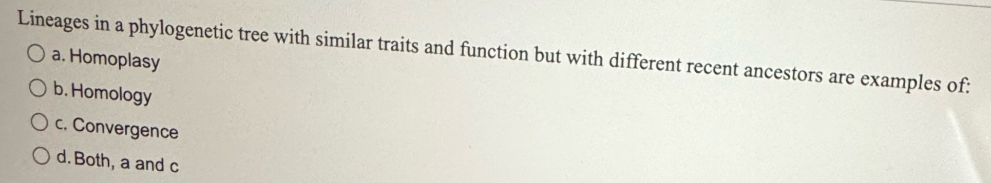Solved Lineages in a phylogenetic tree with similar traits | Chegg.com