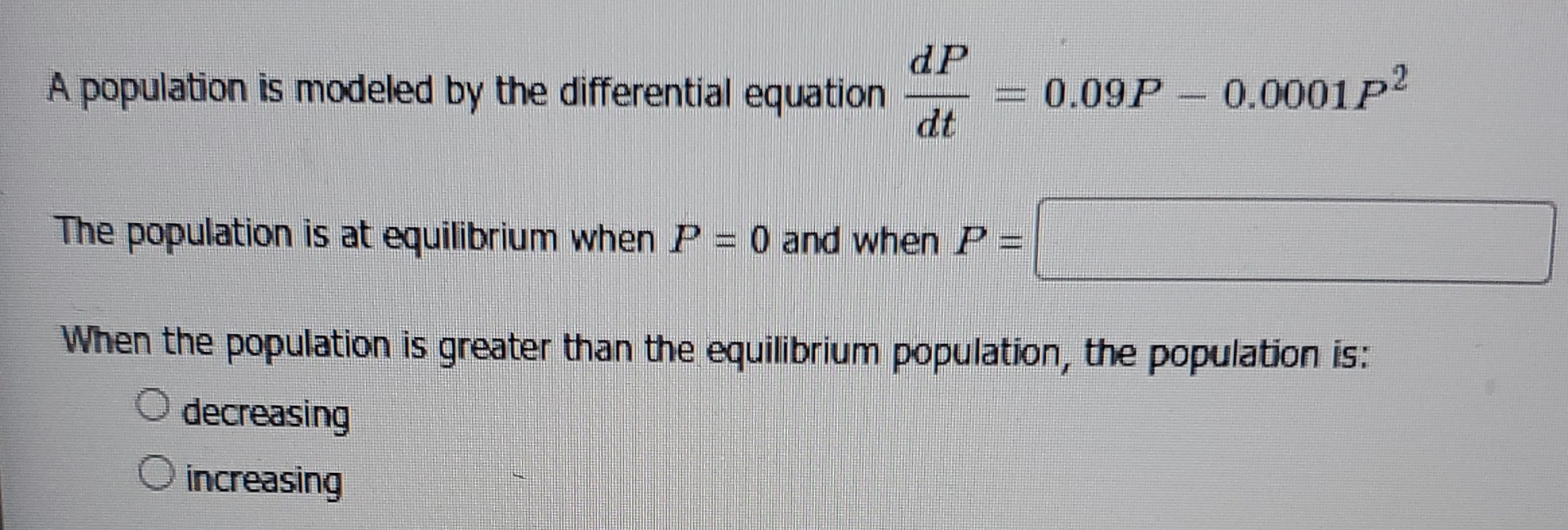 Solved A population is modeled by the differential equation | Chegg.com