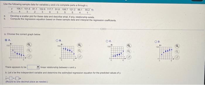 Solved Use the following sample data for variables y and x | Chegg.com