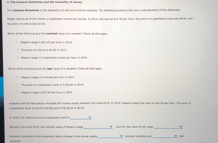 Solved 3. The classical dichotomy and the neutrality of | Chegg.com