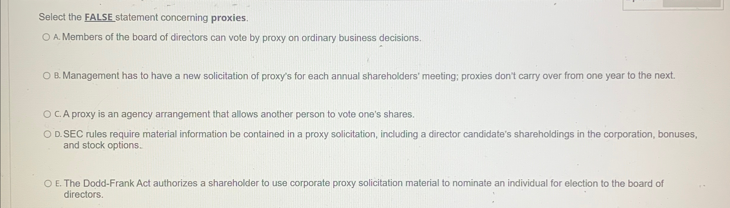 Solved Select the FALSE statement concerning proxies.A. | Chegg.com