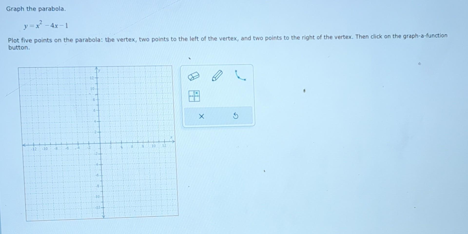 Solved Graph the parabola. y=x2−4x−1 Plot five points on the | Chegg.com