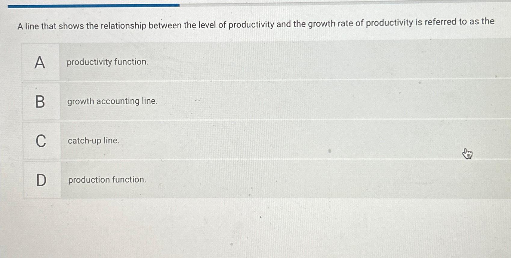 Solved A line that shows the relationship between the level | Chegg.com