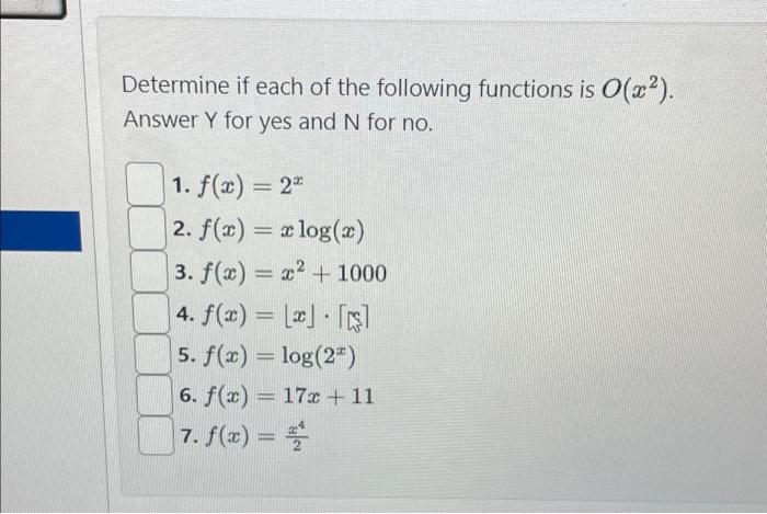 Solved Determine if each of the following functions is | Chegg.com