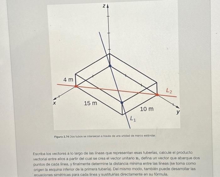 Solved Distancia entre dos lineas sesgadas Calcular la | Chegg.com