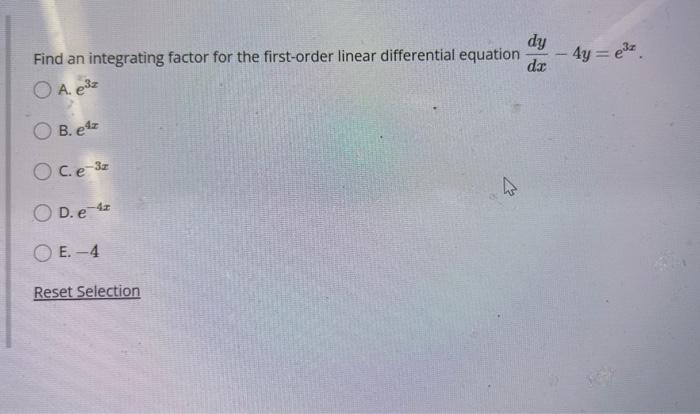 Solved Find an integrating factor for the first-order linear | Chegg.com