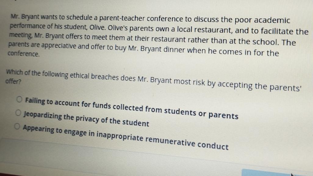 Solved Mr. ﻿Bryant wants to schedule a parent-teacher | Chegg.com