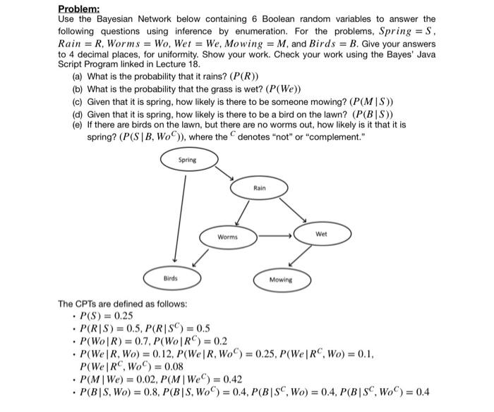 Solved Problem: Use the Bayesian Network below containing 6 | Chegg.com