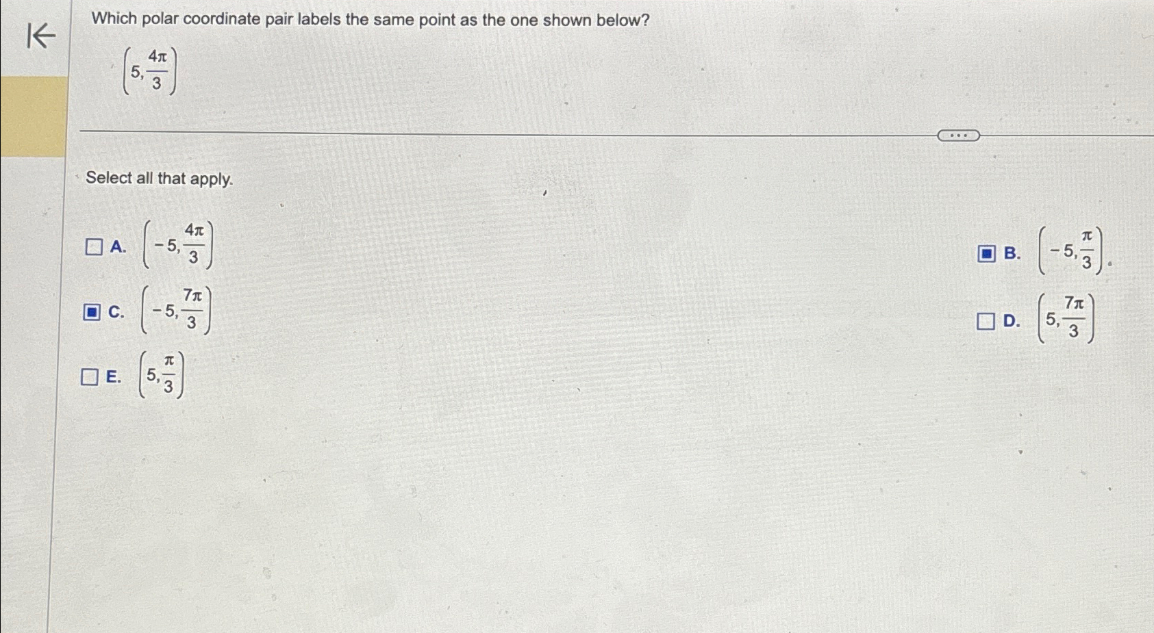 Solved Which polar coordinate pair labels the same point as | Chegg.com