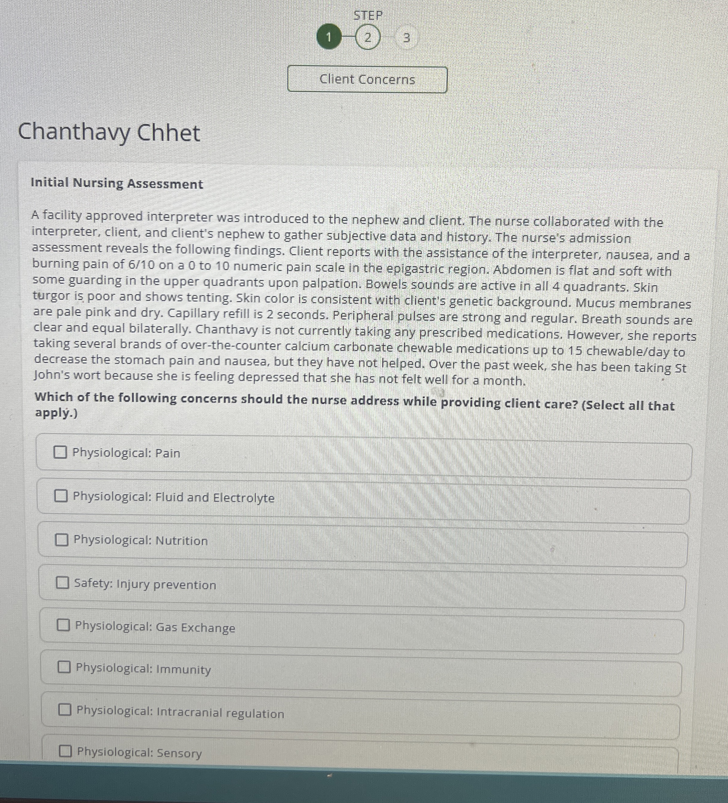 Solved Chanthavy ChhetInitial Nursing AssessmentA facility | Chegg.com