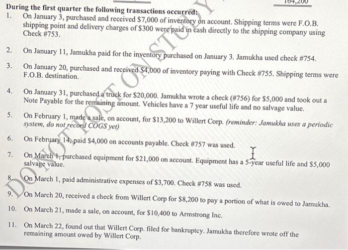Jamukha Corporation prepares quarterly financial | Chegg.com