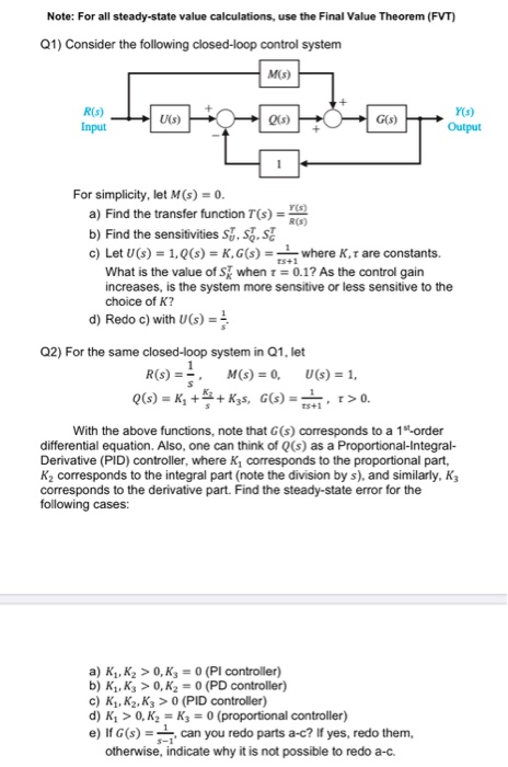 Solved Note: For all steady-state value calculations, use | Chegg.com