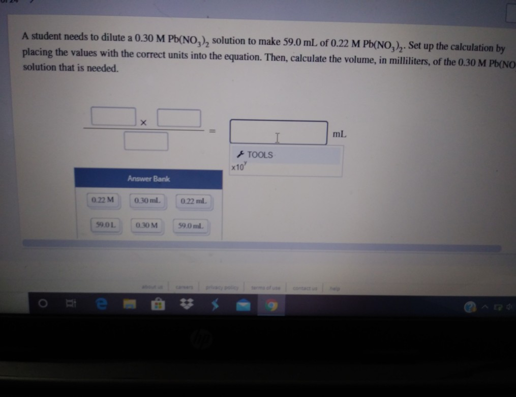 Solved A student needs to dilute a 0.30 M Pb(NO,), solution | Chegg.com