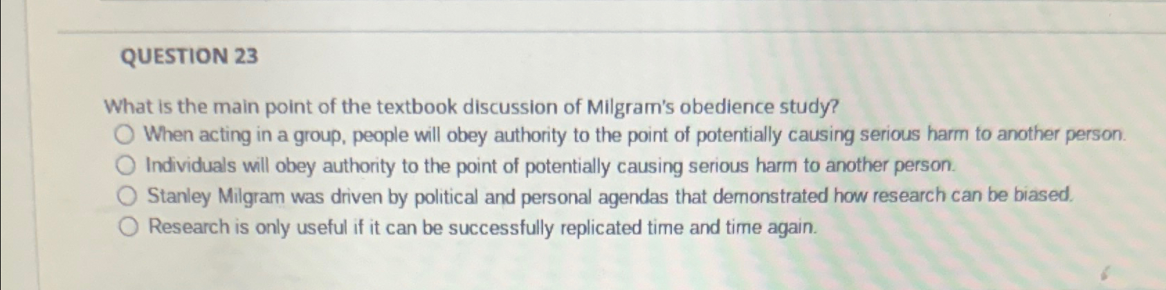 Solved QUESTION 23What is the main point of the textbook | Chegg.com