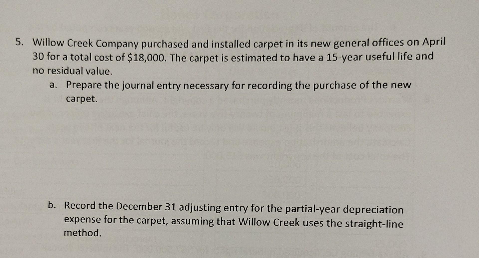 [Solved]: 5. Willow Creek Company purchased and in