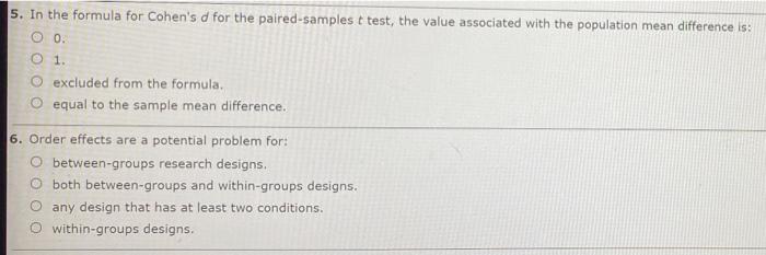 Solved 5. In the formula for Cohen's d for the | Chegg.com