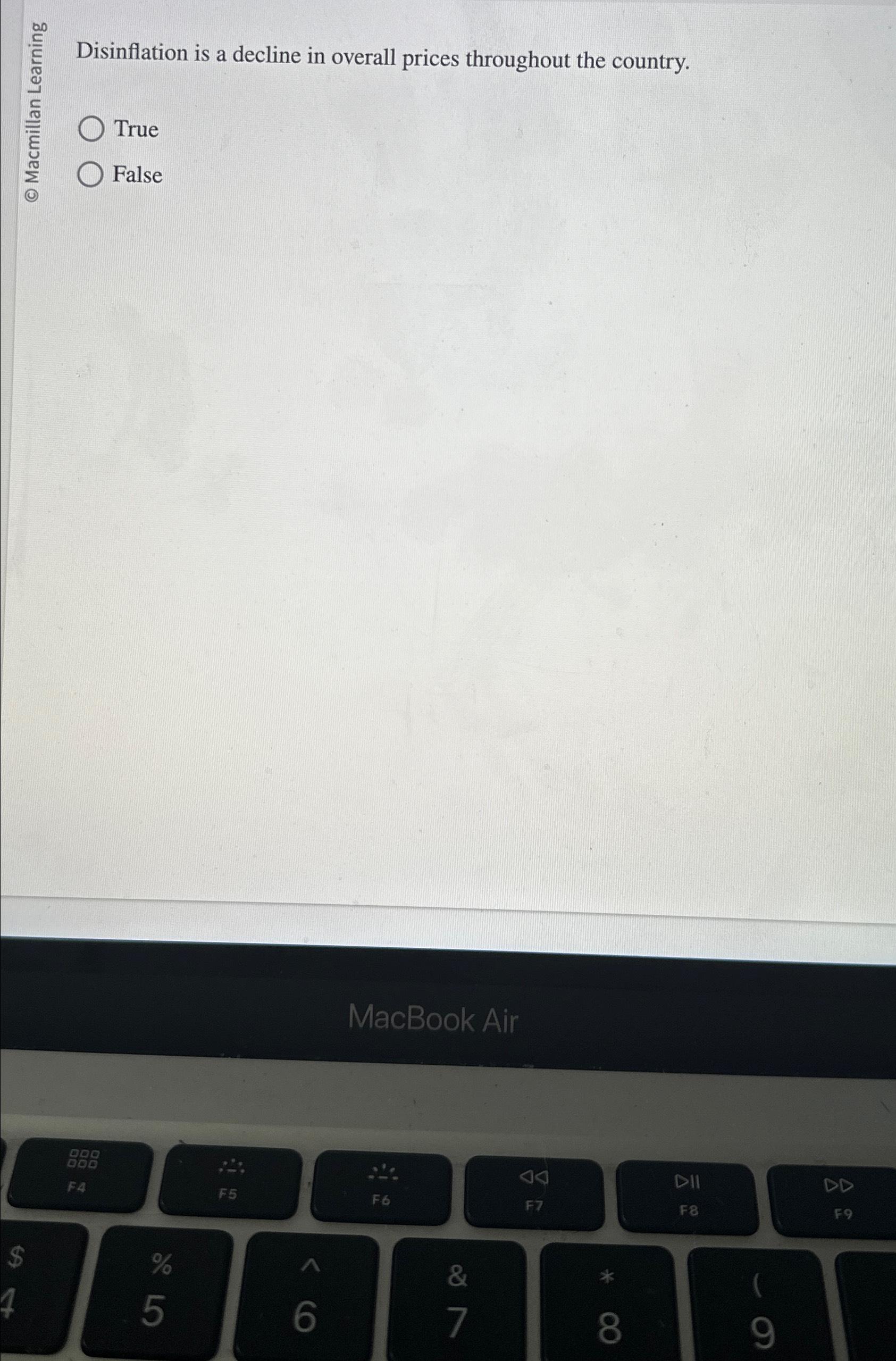 Solved Disinflation is a decline in overall prices | Chegg.com