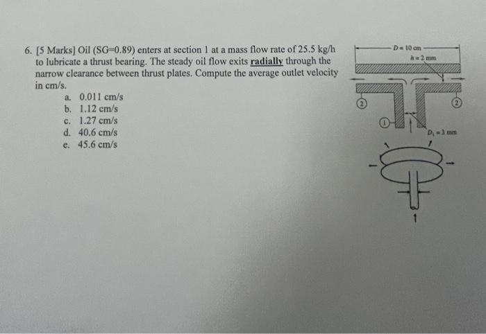 Solved 6. [ \\( 5 \\mathrm{Marks} \\) ] Oil \\( | Chegg.com