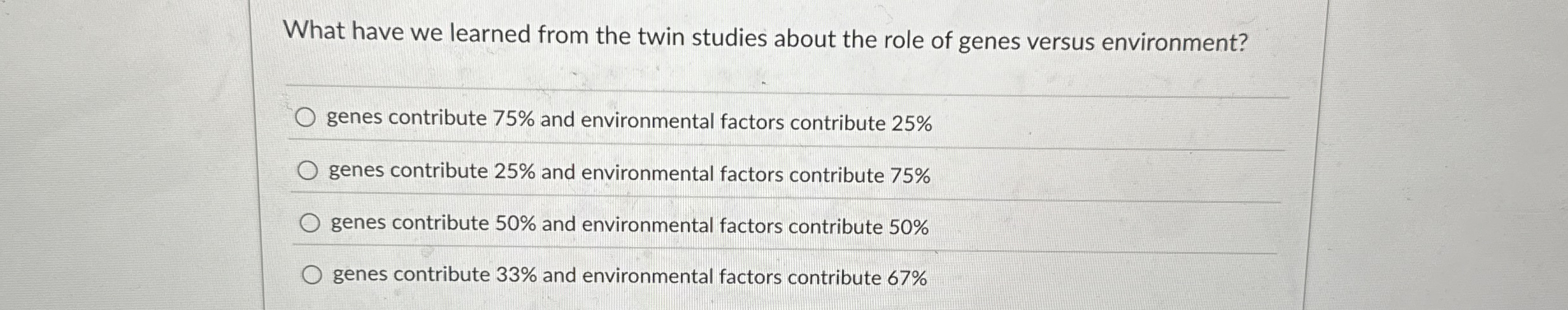 Solved What have we learned from the twin studies about the | Chegg.com