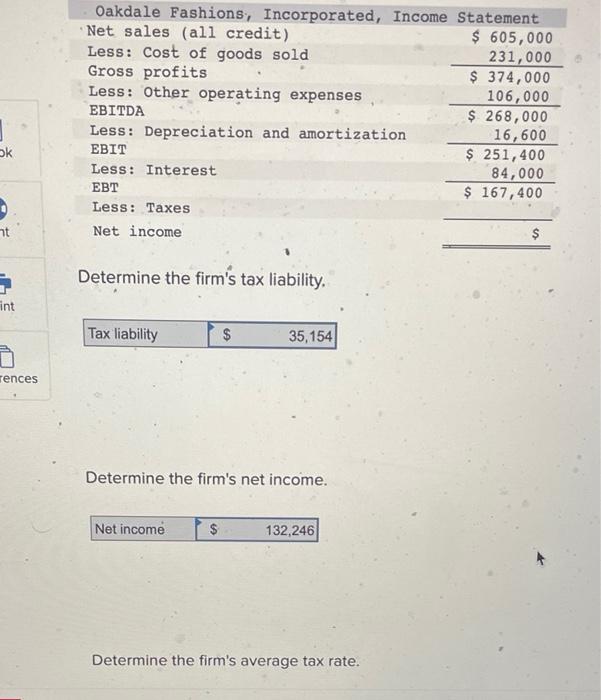 Solved Determine the firm's tax liability. Tax liability | Chegg.com
