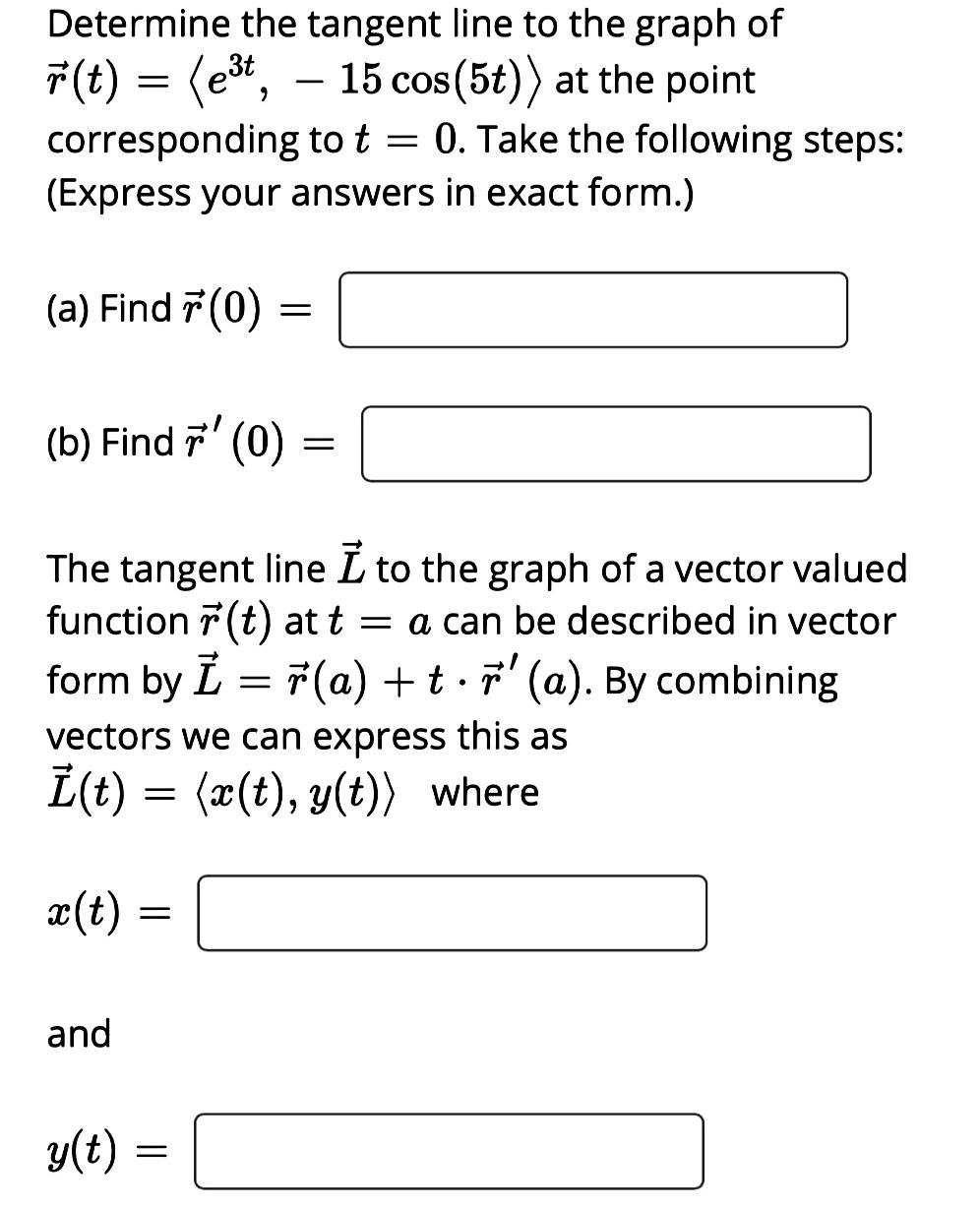 Solved Find T', Ñ and B for the curve r(t) = (5 cos(5t), 5 | Chegg.com