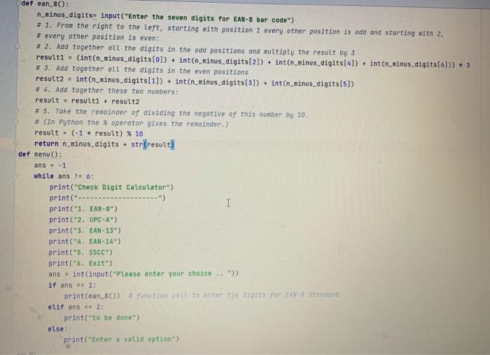Solved to compute the last digit of a barcode If you look on | Chegg.com