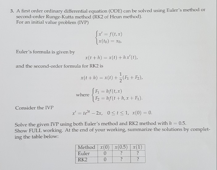 Solved 3. A first order ordinary differential equation (ODE) | Chegg.com