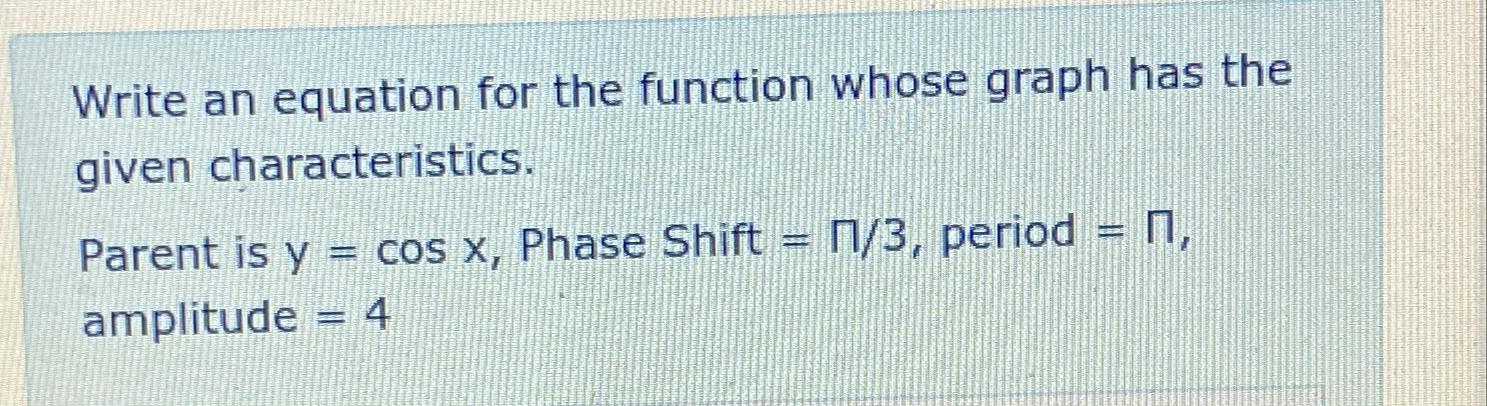 Solved Write an equation for the function whose graph has | Chegg.com
