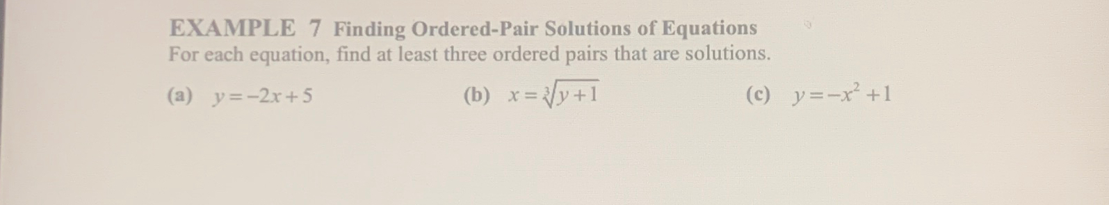 Solved Example 7 ﻿finding Ordered Pair Solutions Of 