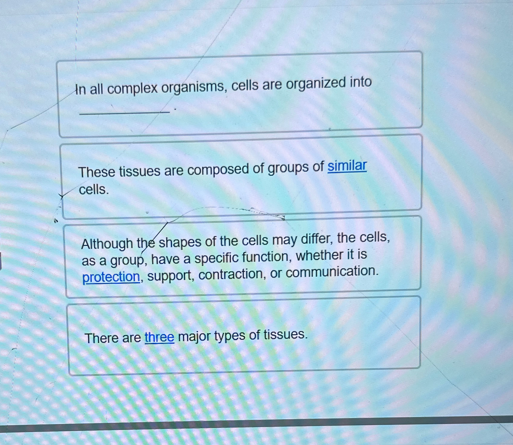 Solved In all complex organisms, cells are organized | Chegg.com