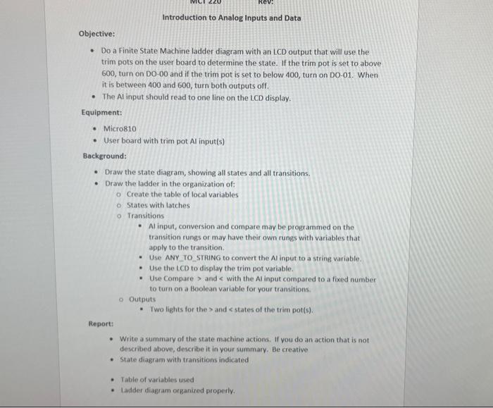 Solved Introduction to Analog Inputs and Data Objective: - | Chegg.com