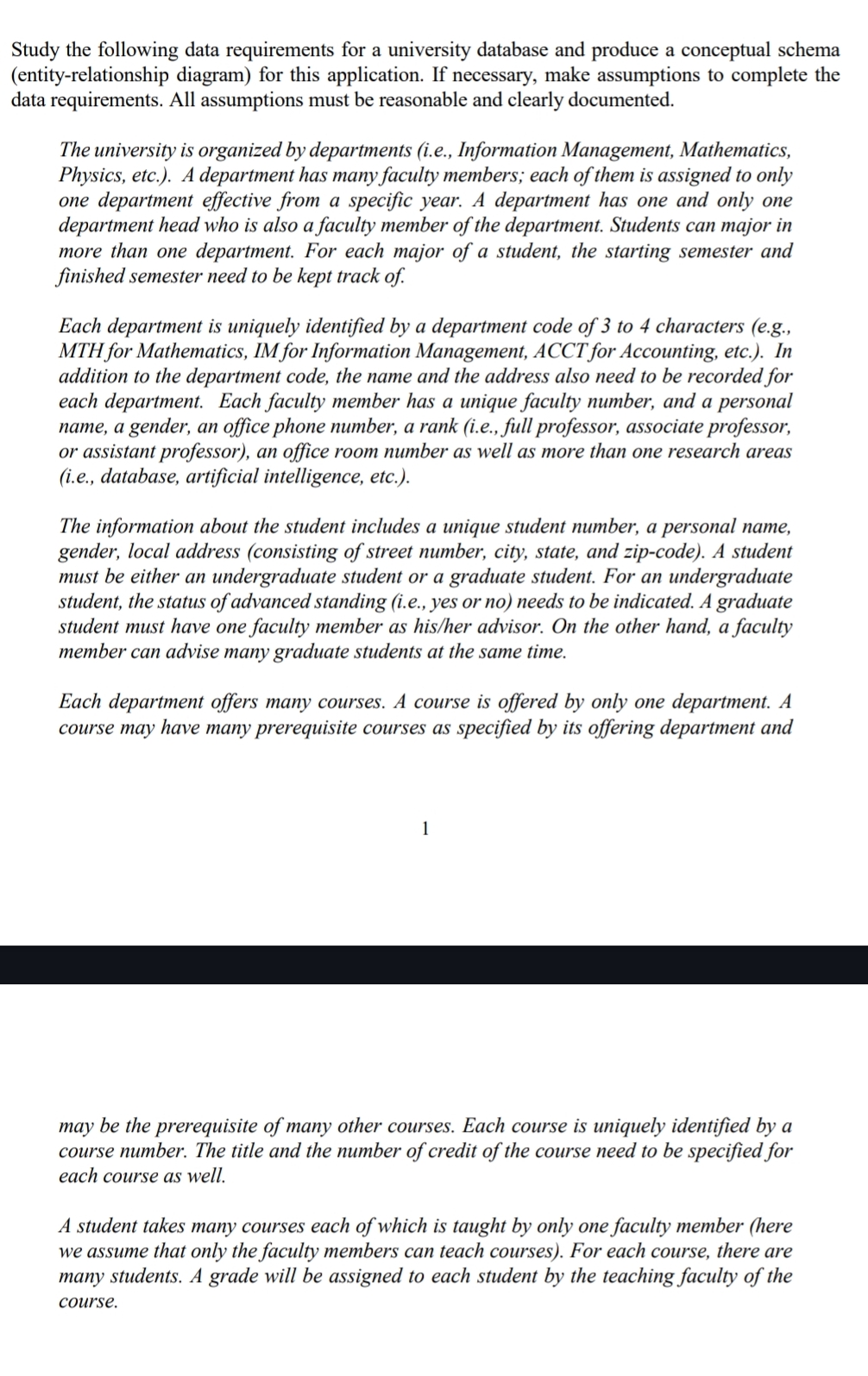 Solved Study the following data requirements for a | Chegg.com