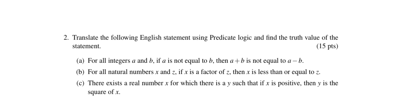 Solved Translate the following English statement using | Chegg.com