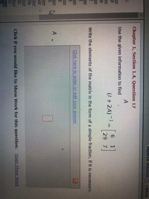 Solved PRINTER VERSION BACK Chapter 1, Section 1.4, Question | Chegg.com