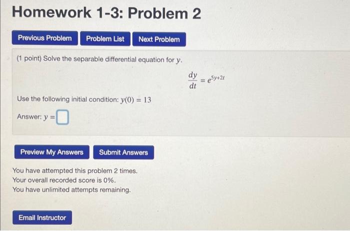 Solved Homework 1-3: Problem 2 Previous Problem Problem List | Chegg.com