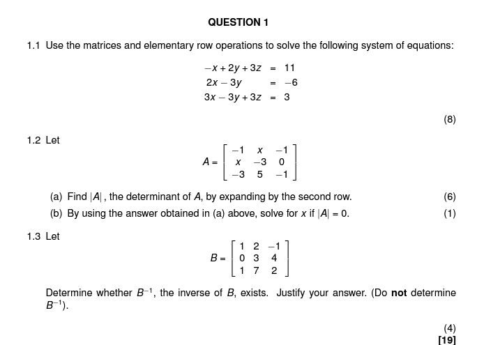 Solved QUESTION 11.1 ﻿Use the matrices and elementary row | Chegg.com