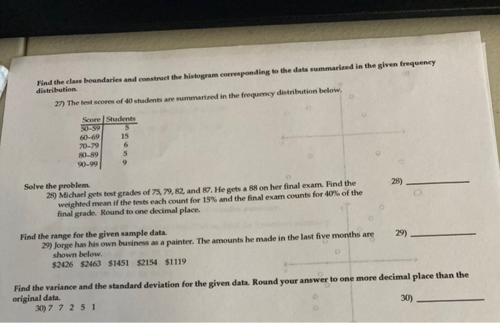 Solved Find the class boundaries and construct the histogram | Chegg.com