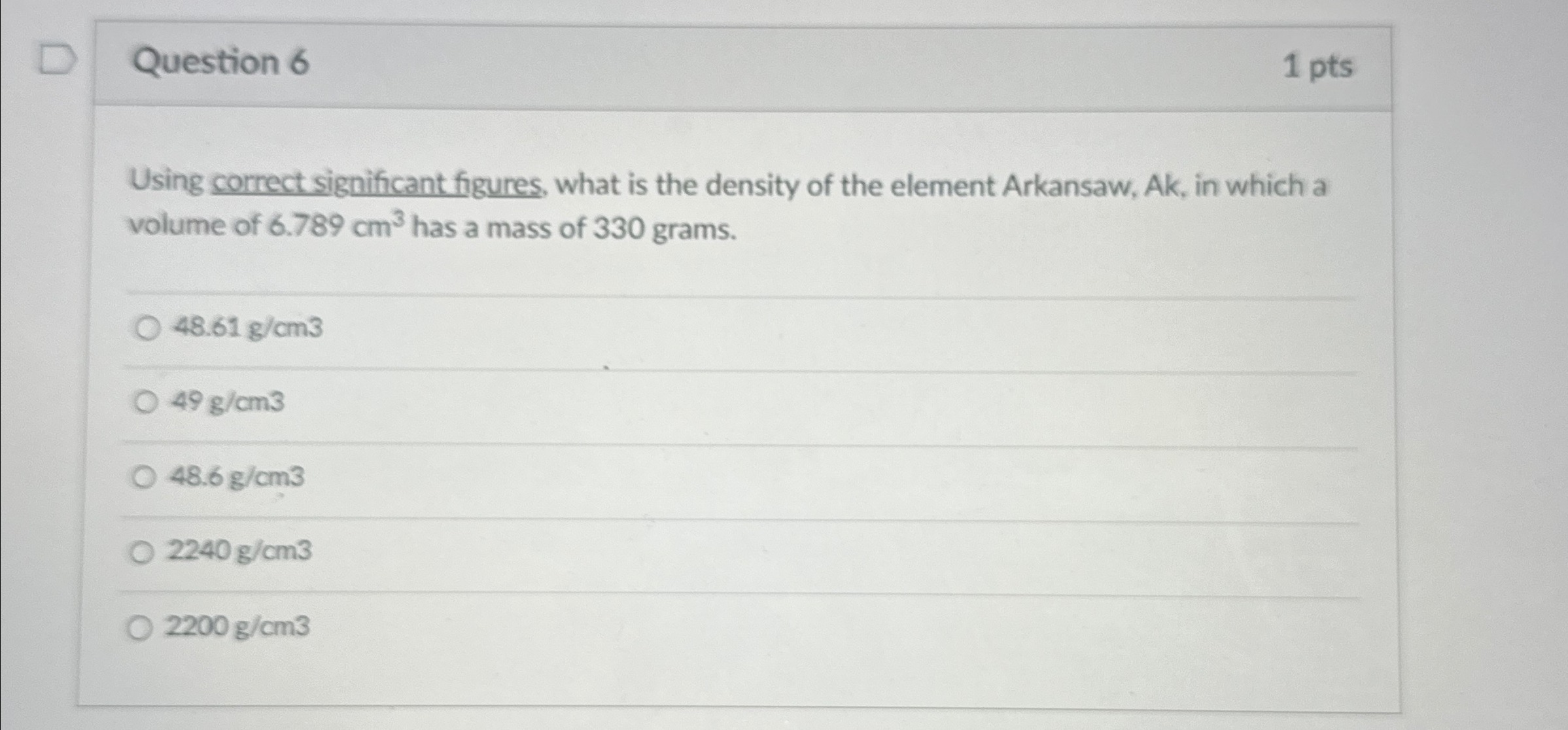 Solved Question 61 ﻿ptsUsing correct significant figures, | Chegg.com