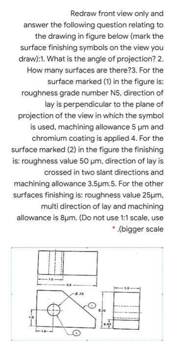 Solved Redraw front view only and answer the following | Chegg.com