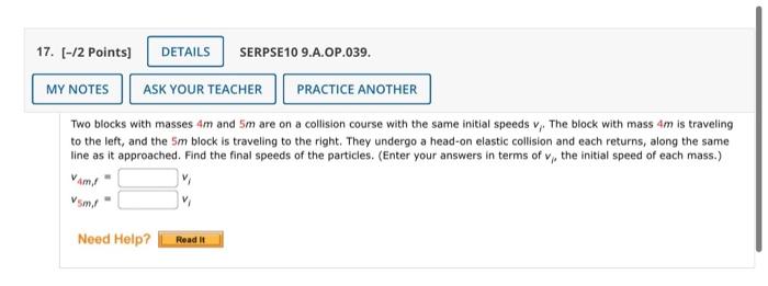 Solved 17. (-/2 points) DETAILS SERPSE10 9.A.OP.039. MY | Chegg.com