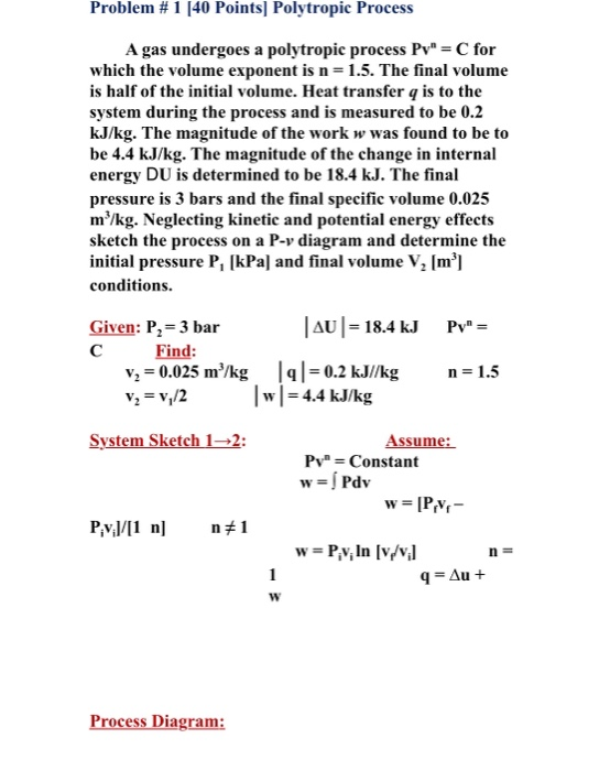 Solved Problem #1 [40 Points] Polytropic Process A gas | Chegg.com