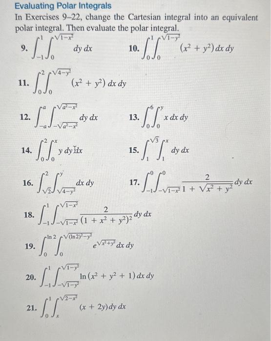 Solved Evaluating Polar Integrals In Exercises 9-22, change | Chegg.com
