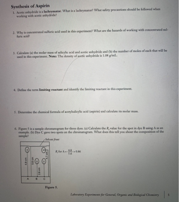 Solved Synthesis of Aspirin 1. Acetic anhydride is a | Chegg.com