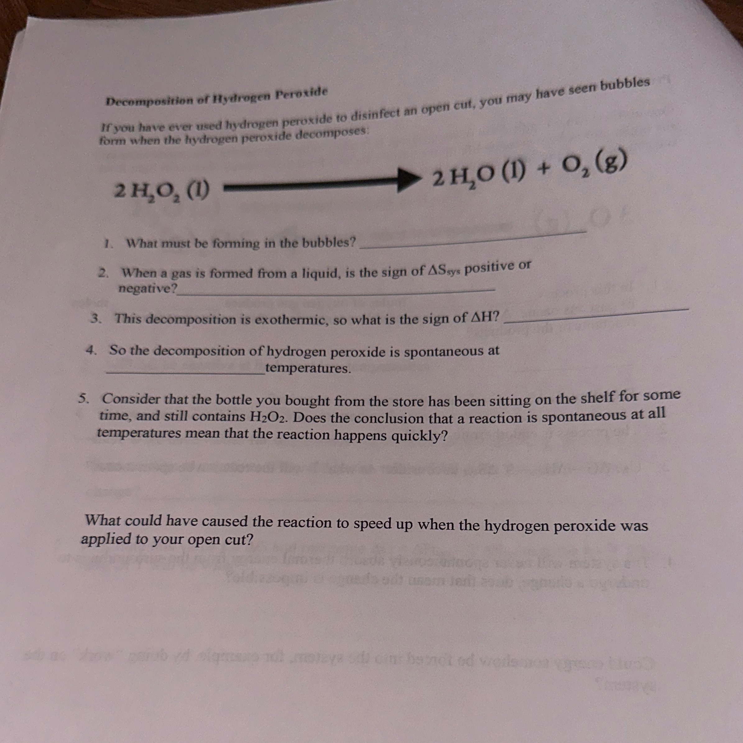 Solved Decomposition of Hydrogen PeroxideIf you have evet | Chegg.com