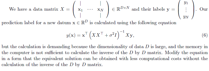 Y1 We have a data matrix X = (₁ € RDXN and their | Chegg.com