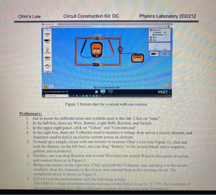 Solved Ohm's Law Circuit Construction Kit: DC Physics | Chegg.com