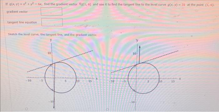 Solved If g(x,y)=x2+y2−6x, find the gradient vector ∇g(1,6) | Chegg.com