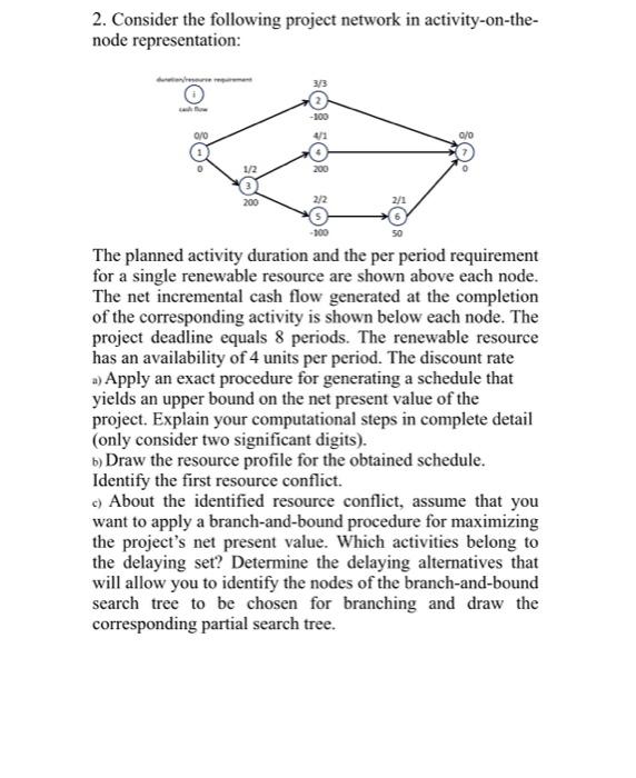 2. Consider the following project network in | Chegg.com